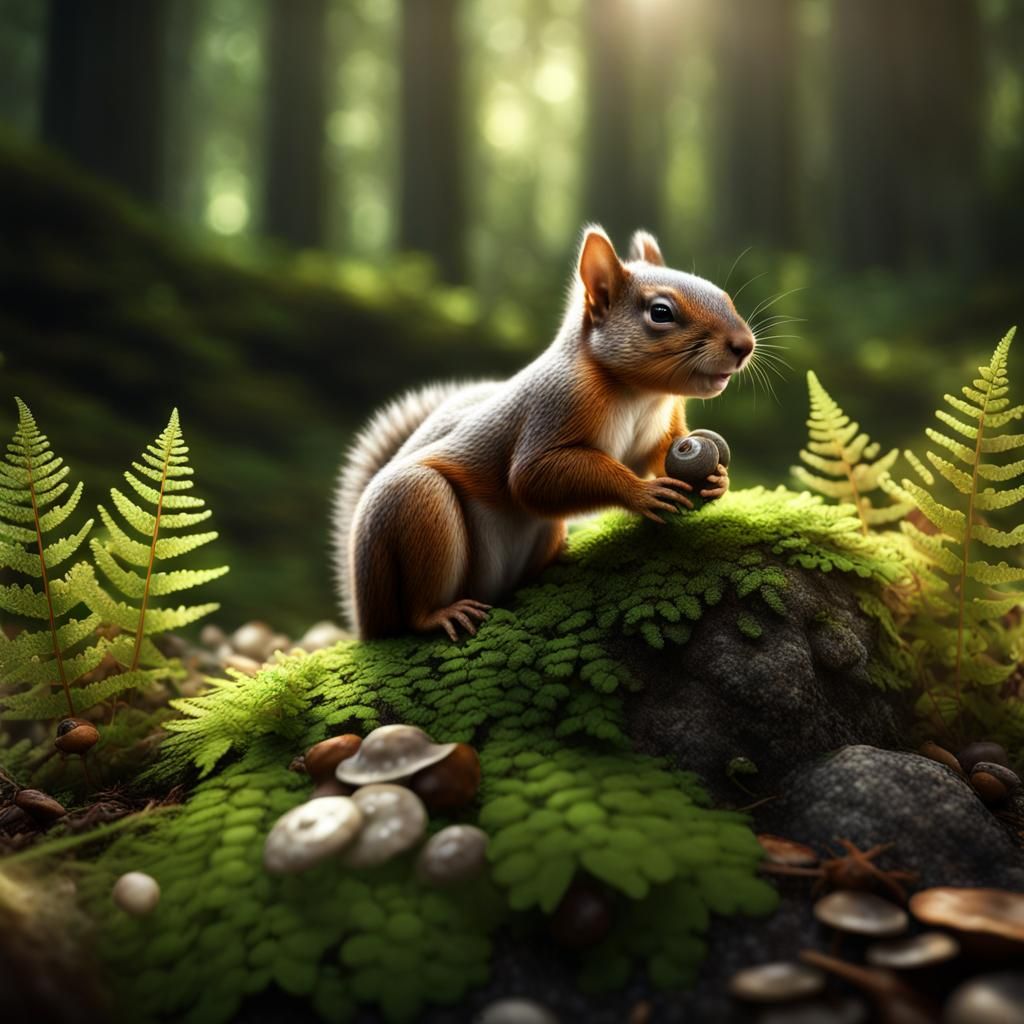 Squirrel, nature, forest - AI Generated Artwork - NightCafe Creator