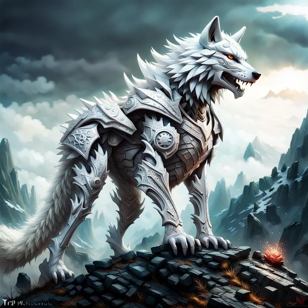 White armored wolf - AI Generated Artwork - NightCafe Creator