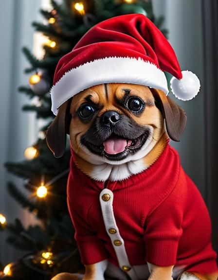 Christmas puggle 🐶 - AI Generated Artwork - NightCafe Creator