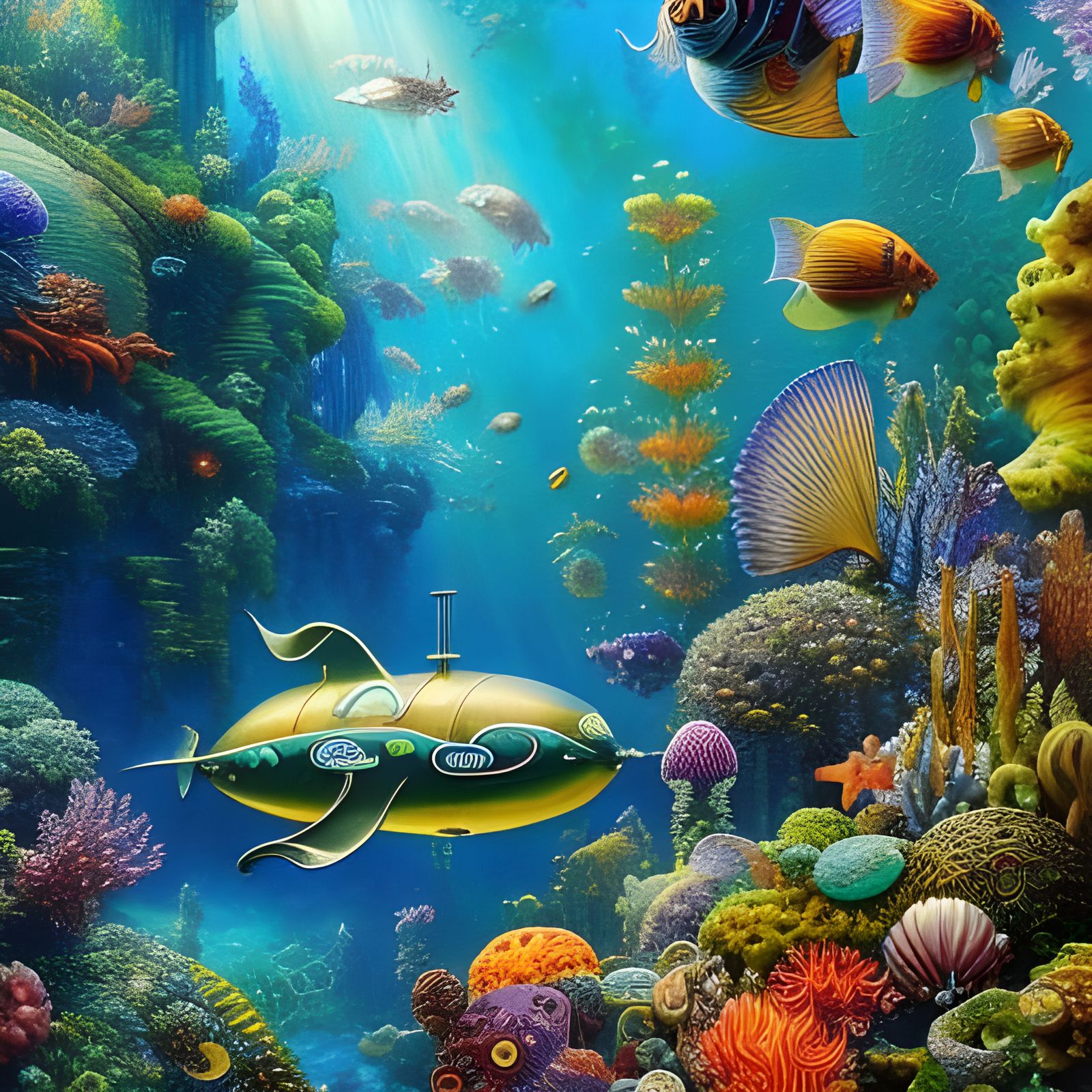 Small cute submarine underwater, Josephine Wall, Ferdinand Knab ...