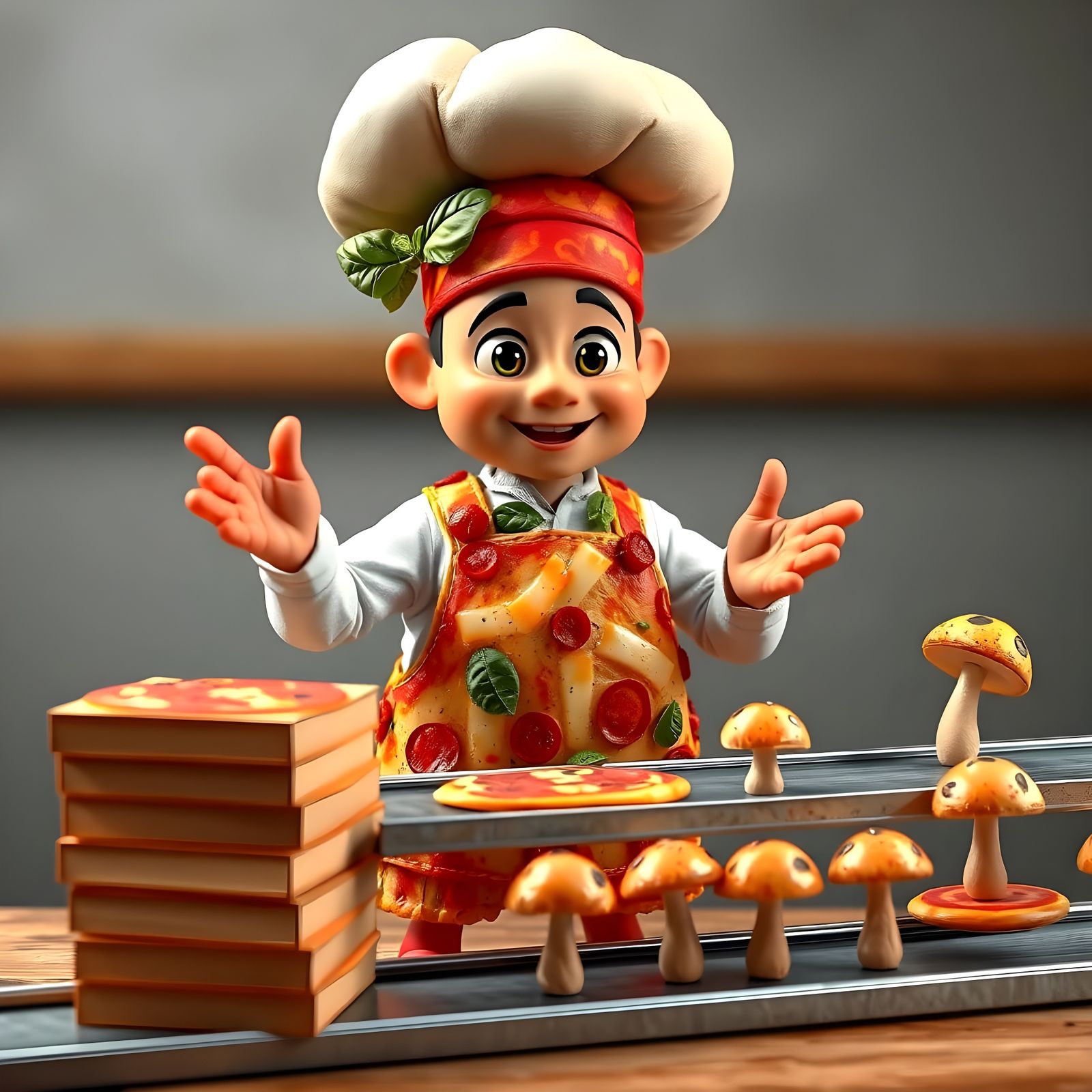 Little Chef - Pizza Chef Crafted from Toppings: Hyperrealist...