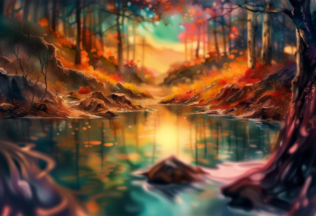 Dreamy Magic Pond - AI Generated Artwork - NightCafe Creator