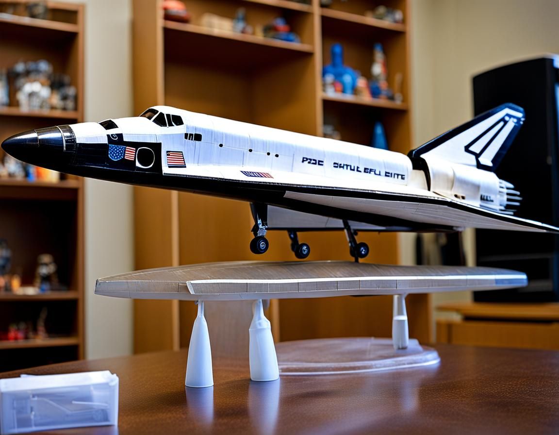 a model of a space shuttle made by a teenager from a milk bottle ...