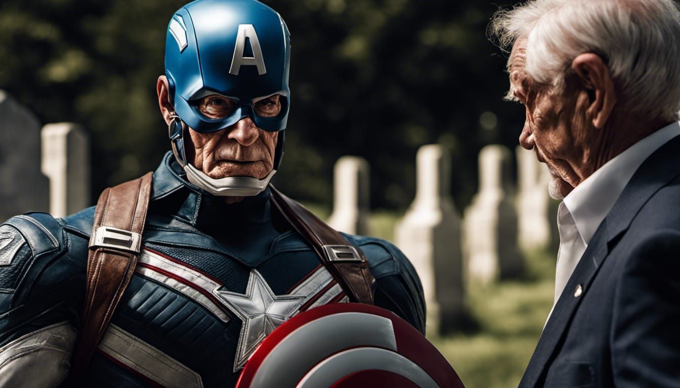 Old captain america in front of graves - AI Generated Artwork ...