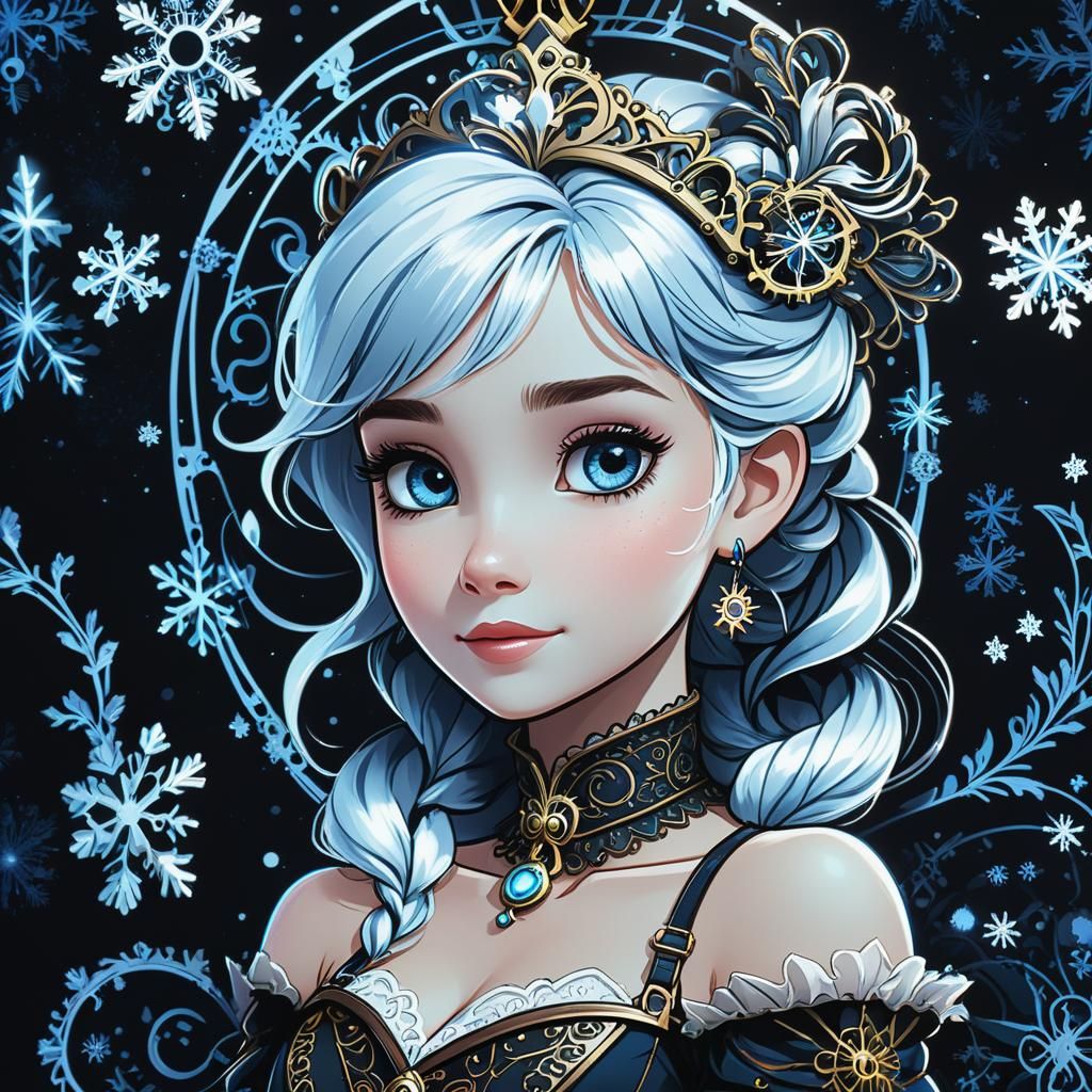 Cute Steampunk Elsa - AI Generated Artwork - NightCafe Creator