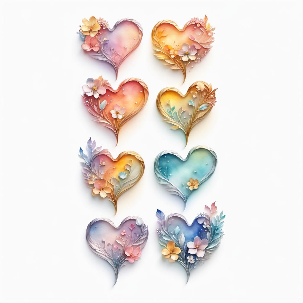 Ethereal Hearts in Pastel Paradise - AI Art