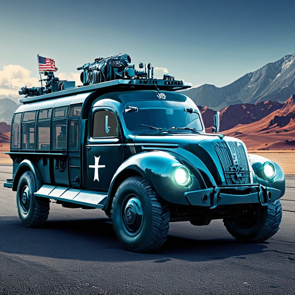 Hitleresque inspire vehicle - Fascist Era Car in Metallic Fi...