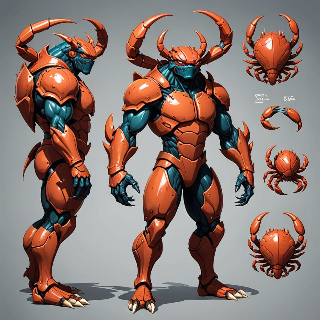 Crab Man Street Fighter Character in Cyberpunk Arm... - AI Art