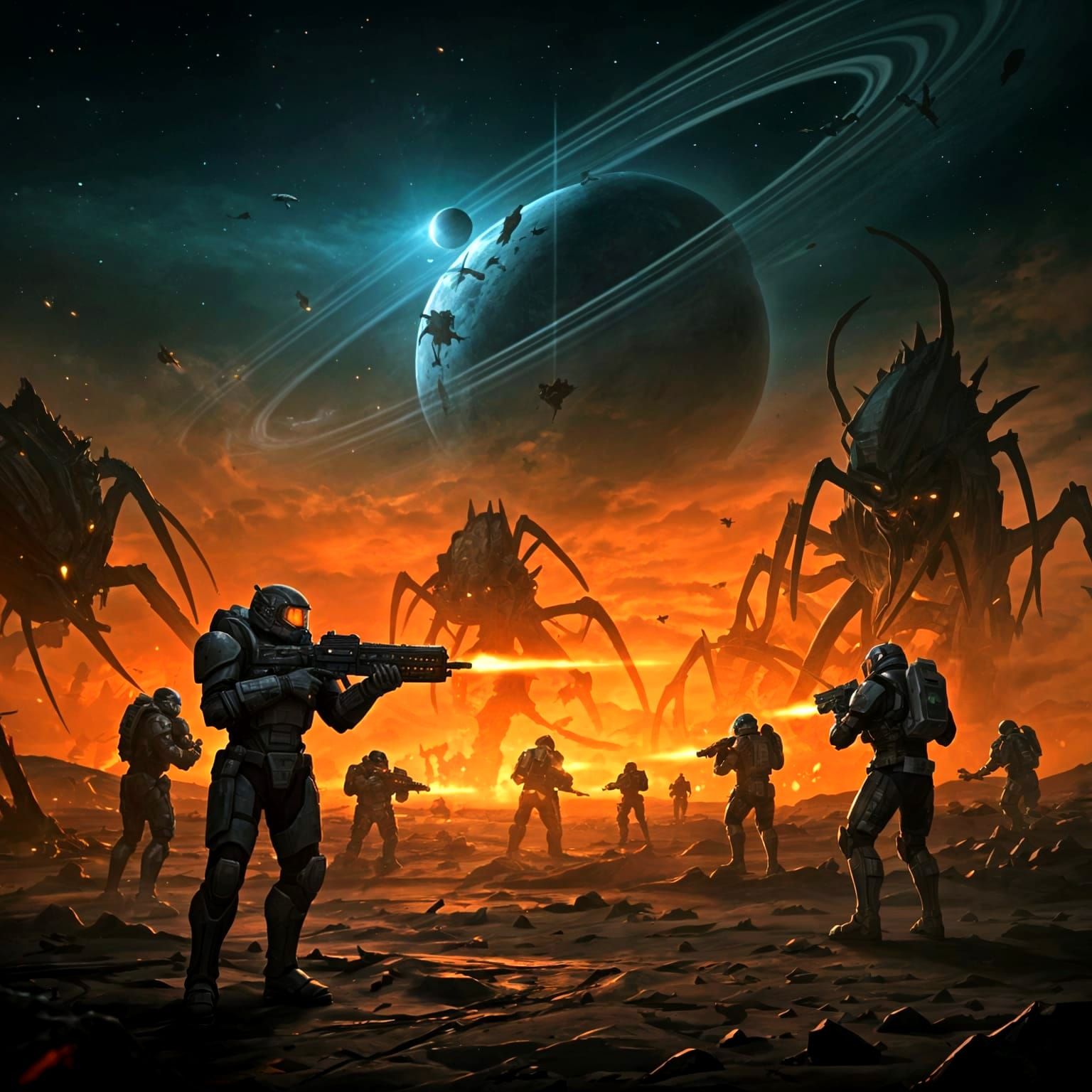 Bug Planet - Alien Moon Battle in Cyberpunk Style