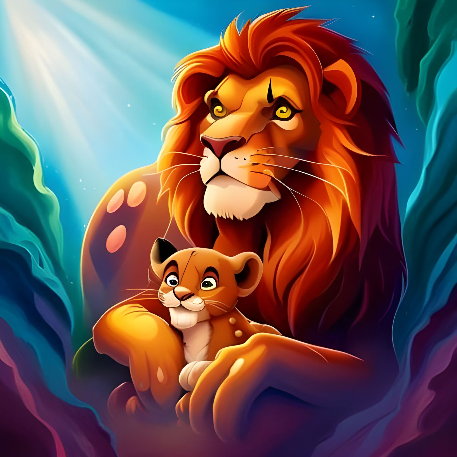 Mufasa and Simba - AI Generated Artwork - NightCafe Creator