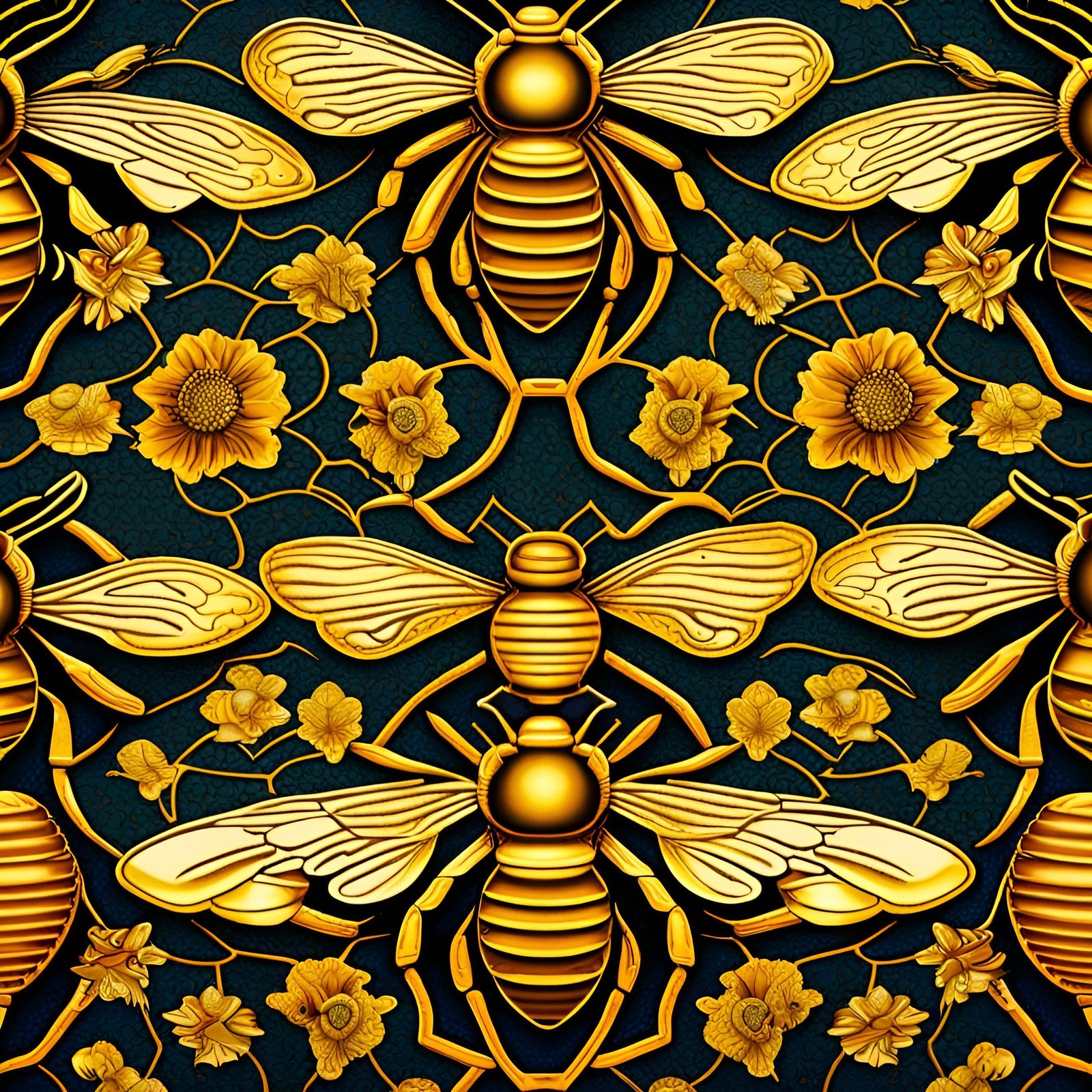 Bees in honeycomb, repeating pattern - AI Generated Artwork - NightCafe ...