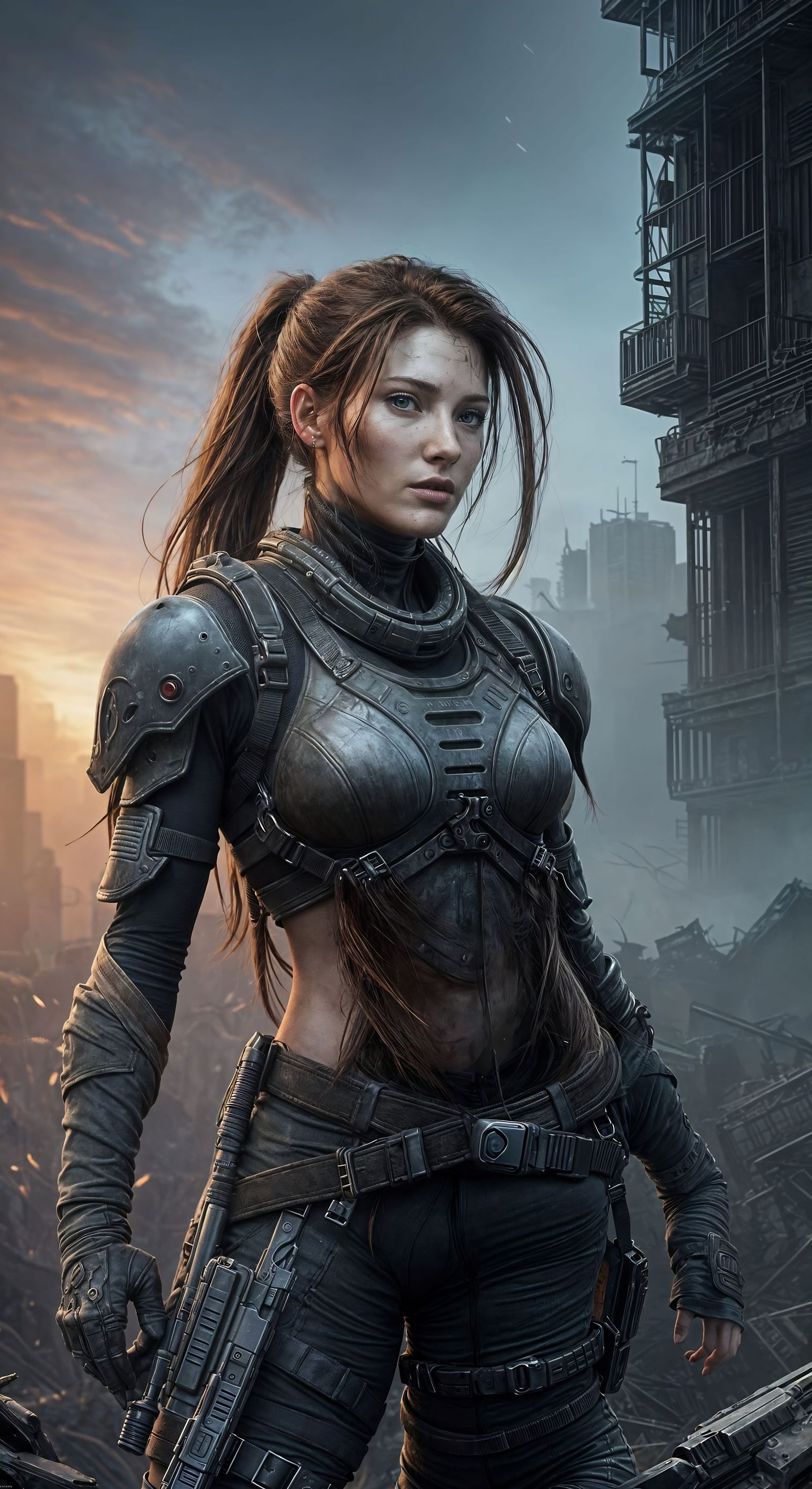 Sensual Survivalist in a Post-Apocalyptic World - AI Art