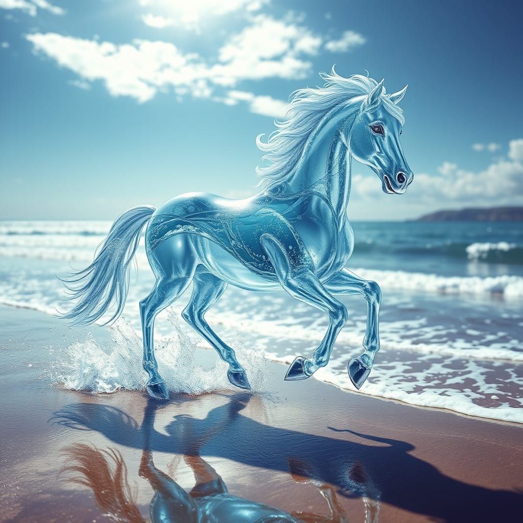 Poseidon's Personal Horse - Sea God's Aquatic Steed in Ether...