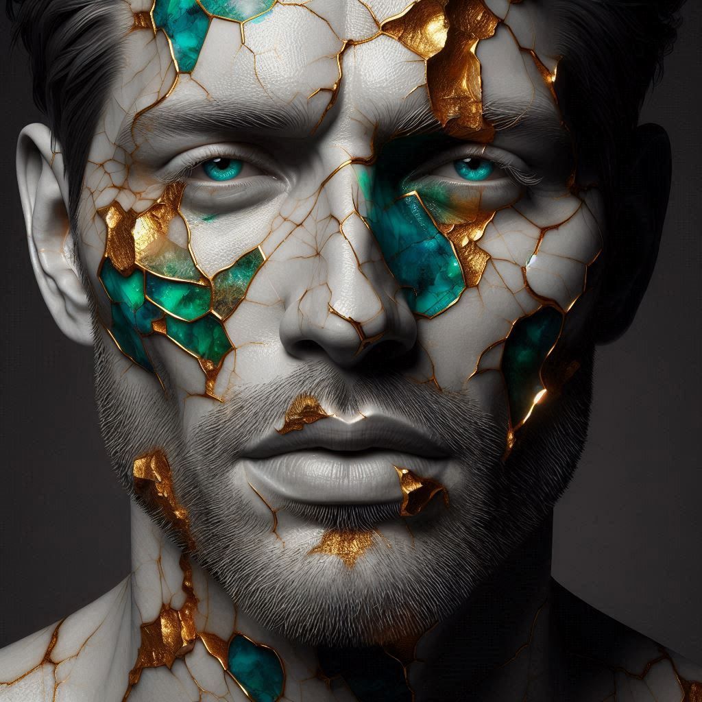 Kintsugi - The Face - AI Generated Artwork - NightCafe Creator