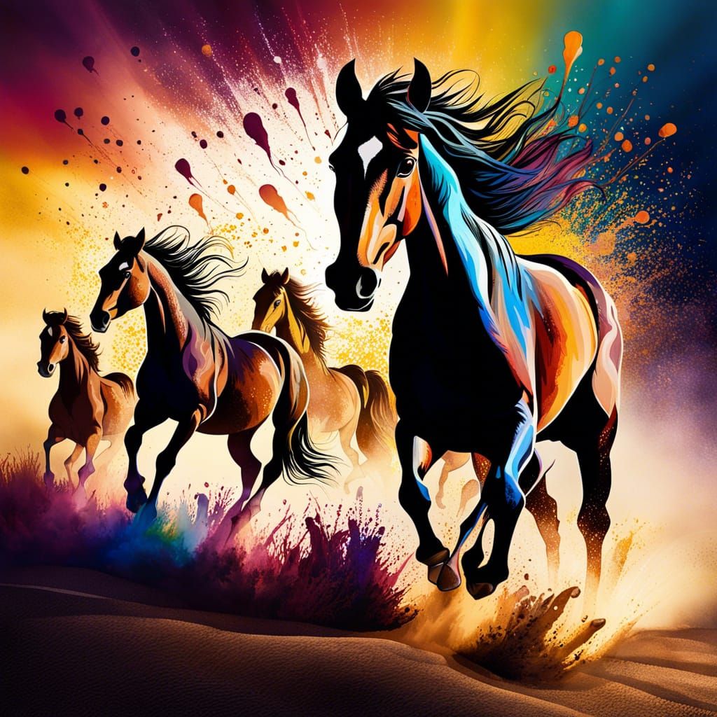 Galloping Mustangs - AI Generated Artwork - NightCafe Creator