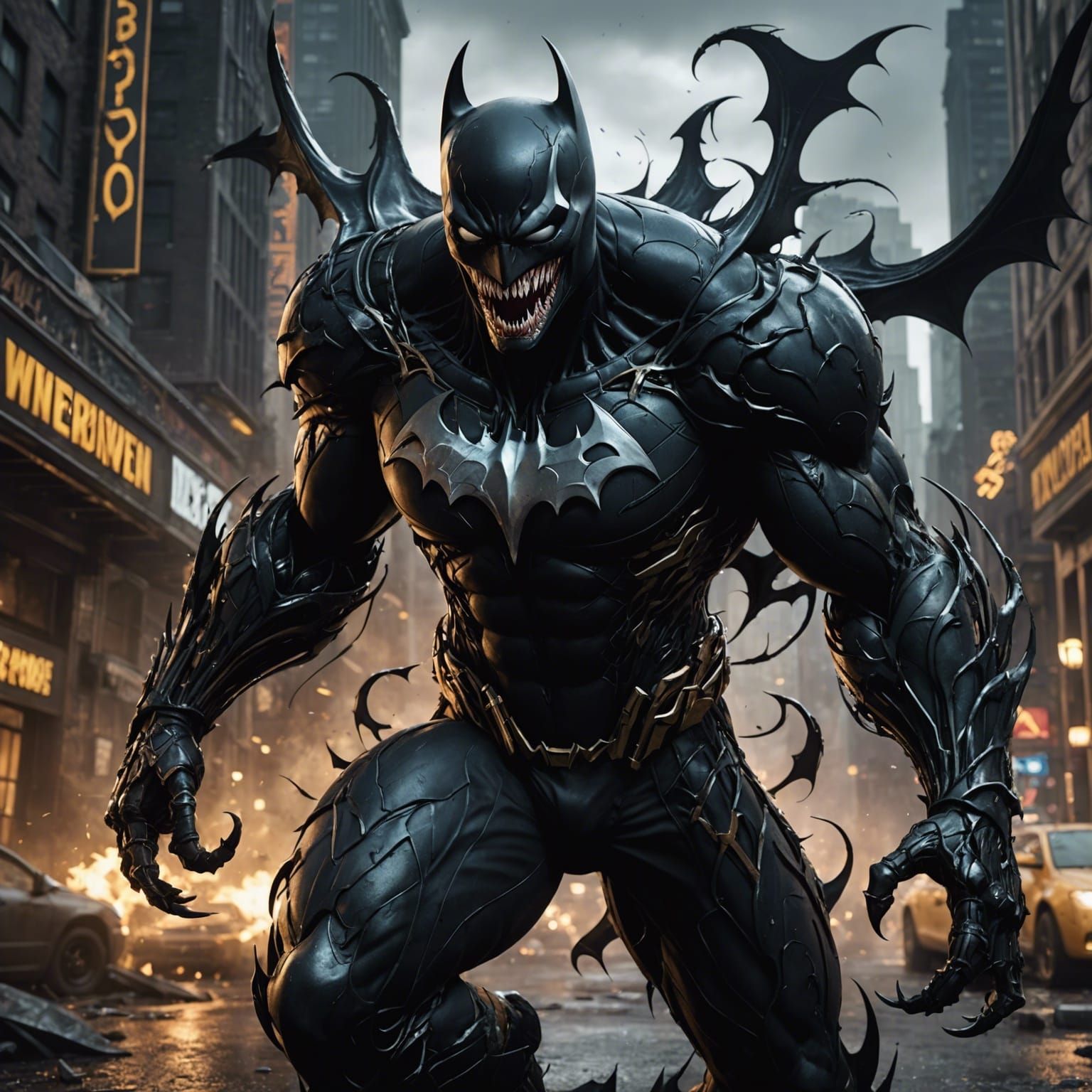 Venom infected Batman - AI Generated Artwork - NightCafe Creator