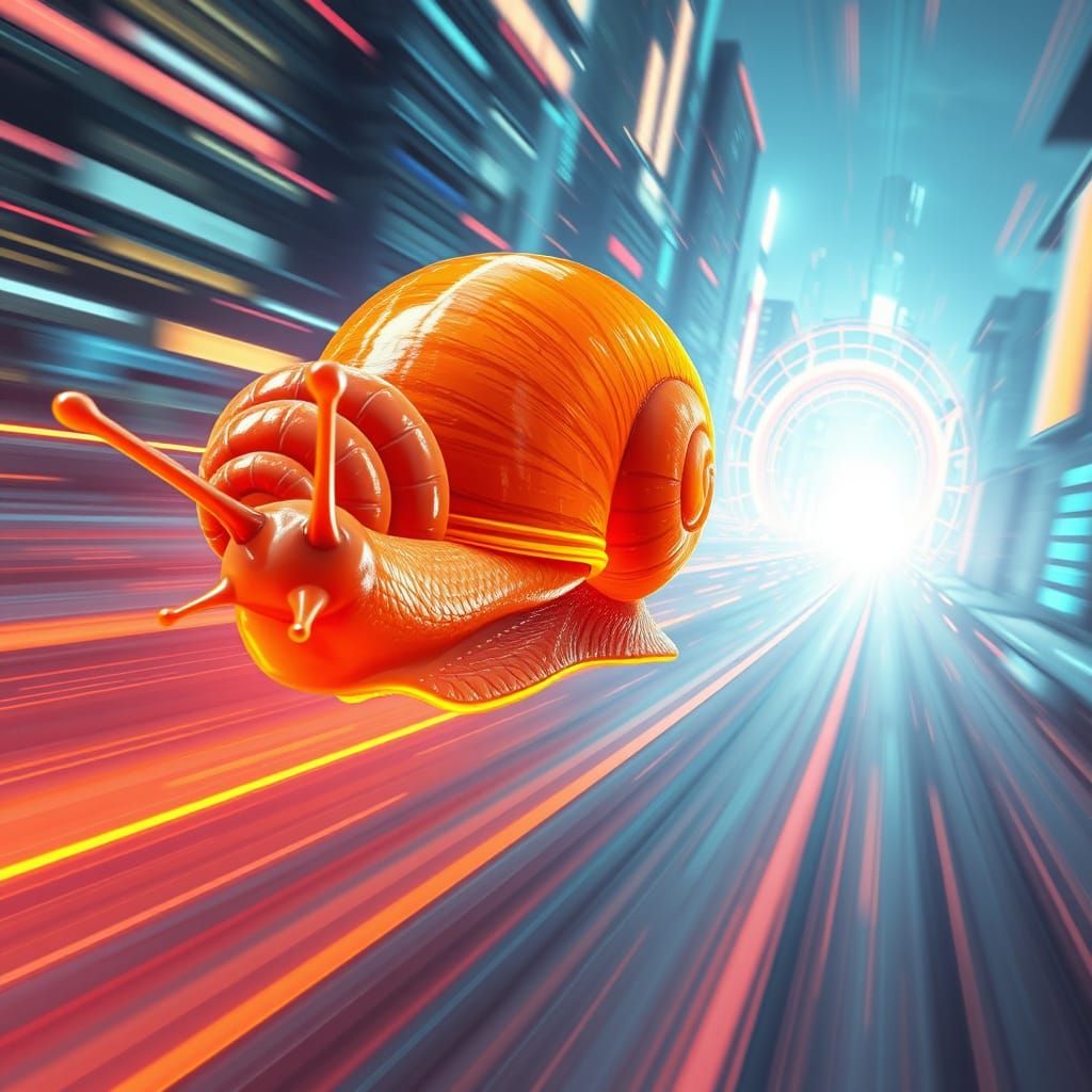 Super Fast Speedy Neon Light Orange Snail