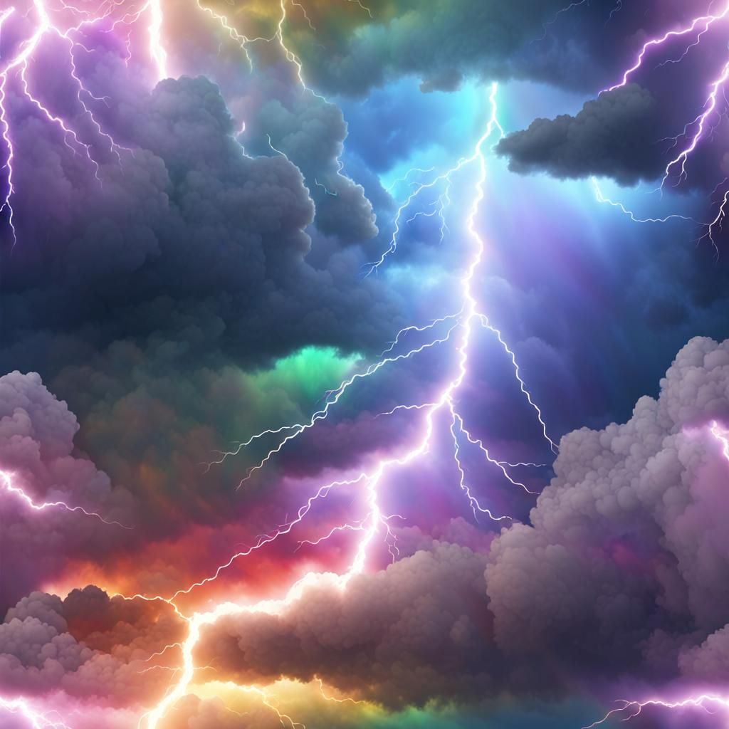 rainbow lightning storm - AI Generated Artwork - NightCafe Creator