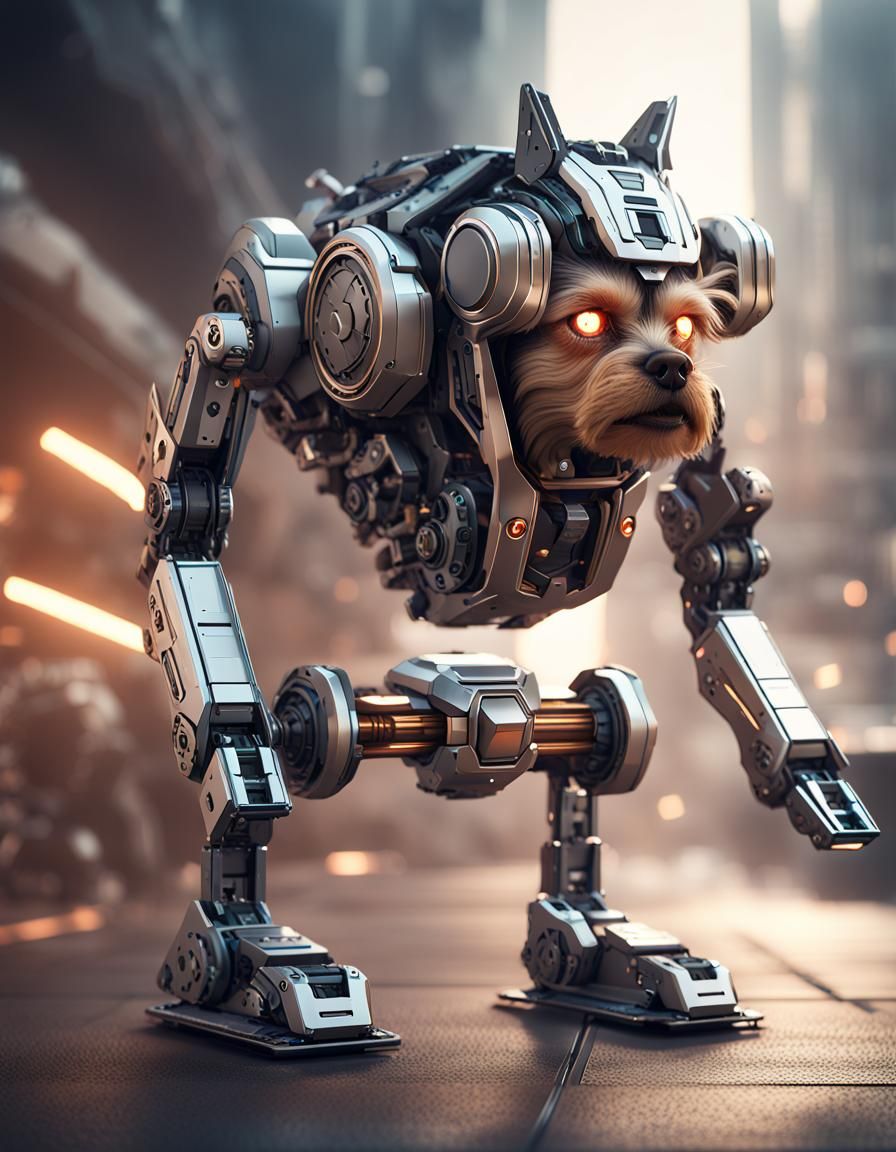 Scary Droid Yorkie - AI Generated Artwork - NightCafe Creator