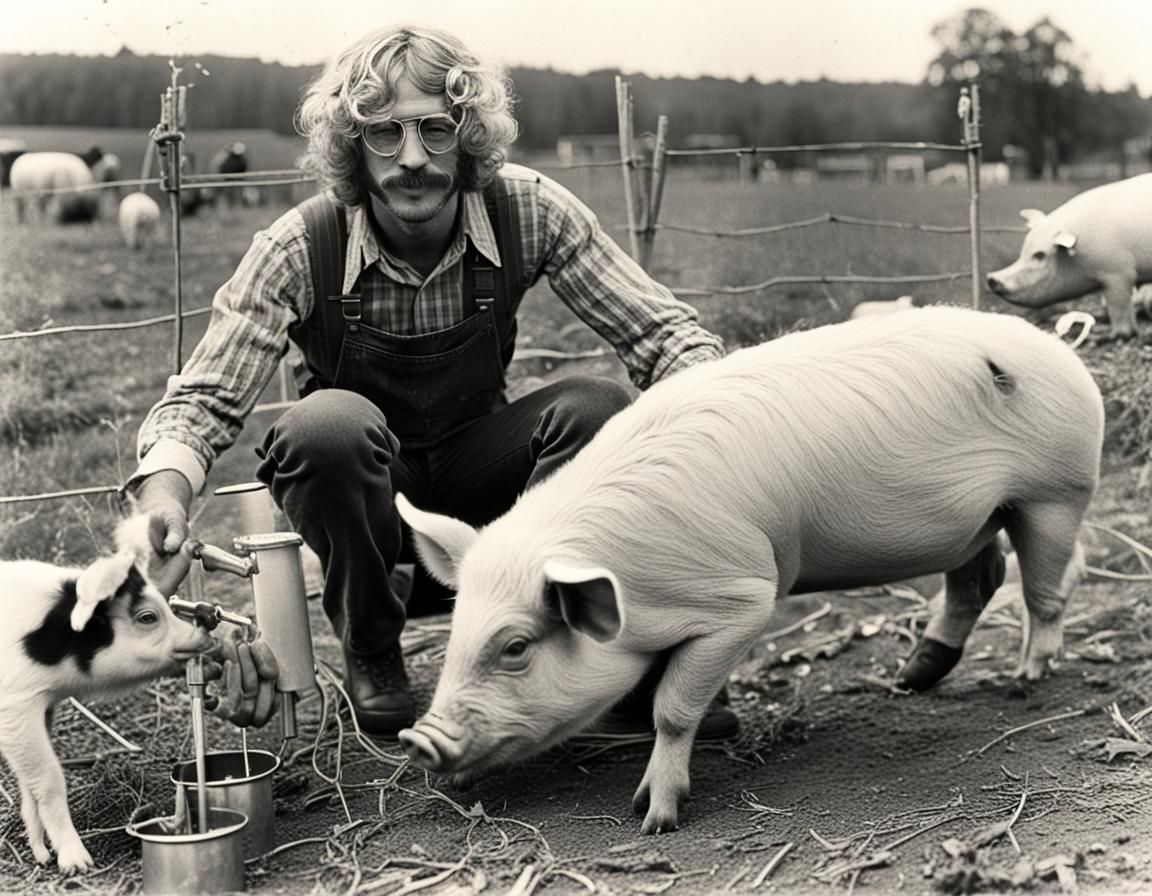 Hippie Pig Farmer - AI Generated Artwork - NightCafe Creator