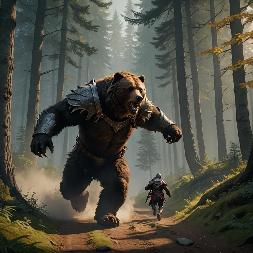 Werebear Fight - AI Generated Artwork - NightCafe Creator