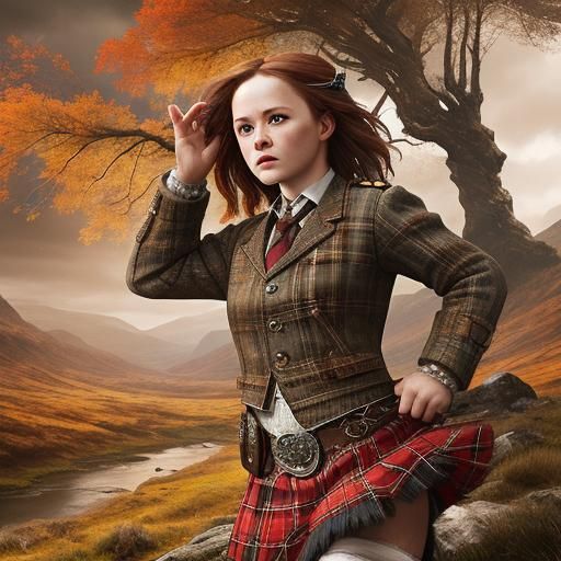 Wee Bonnie Lass in a Kilt in the Glen - AI Generated Artwork ...