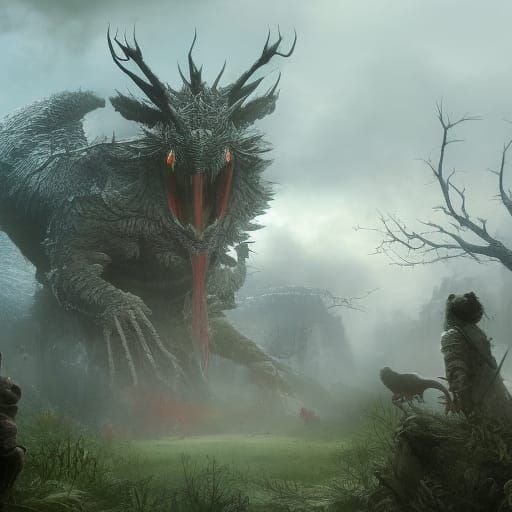 Dragons and Blemmyes that roamed china Scorn lore creatures Neural Art ...