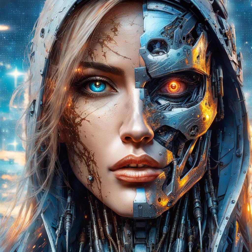 Female Terminator 🤖🩵💫 - AI Generated Artwork - NightCafe Creator