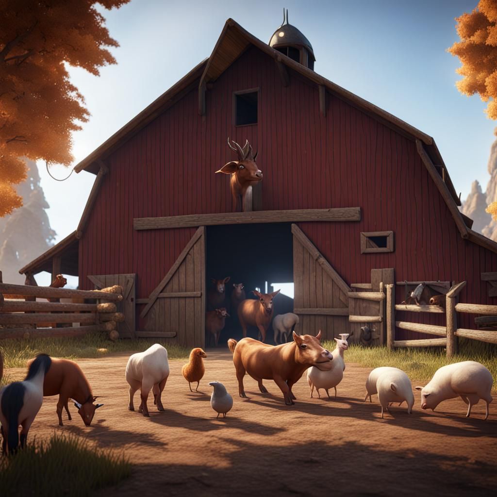 Barn with different barn animals - AI Generated Artwork - NightCafe Creator
