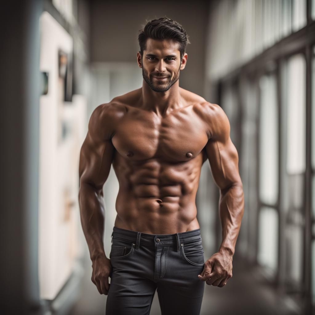 Hunk in jeans - AI Generated Artwork - NightCafe Creator