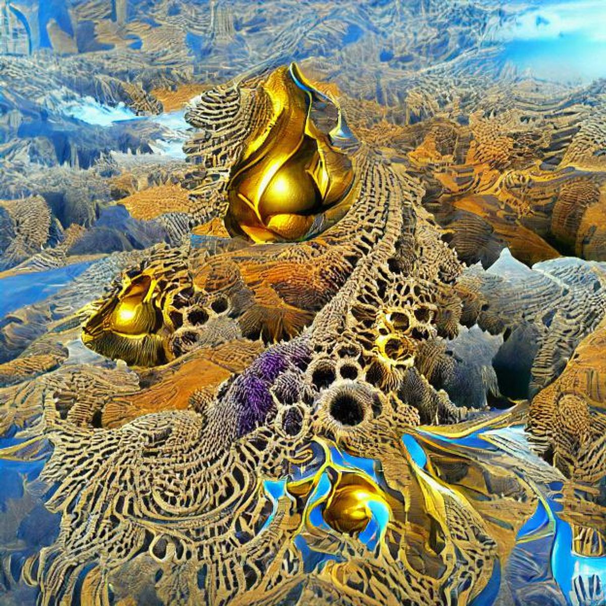Gold Fractal - AI Generated Artwork - NightCafe Creator