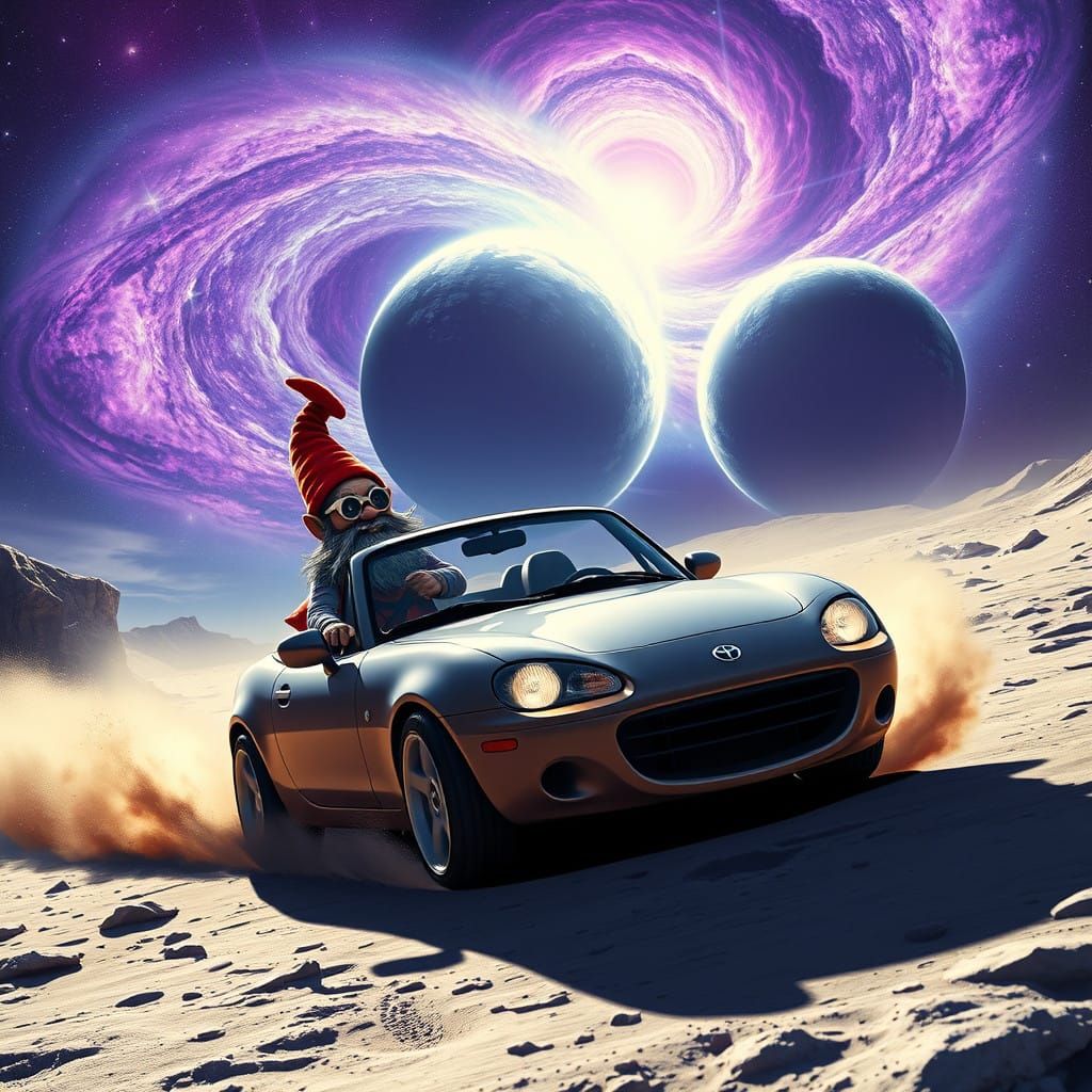 gnome in an mx-5 on the moon - Gnome Driver Speeds On Moon D...