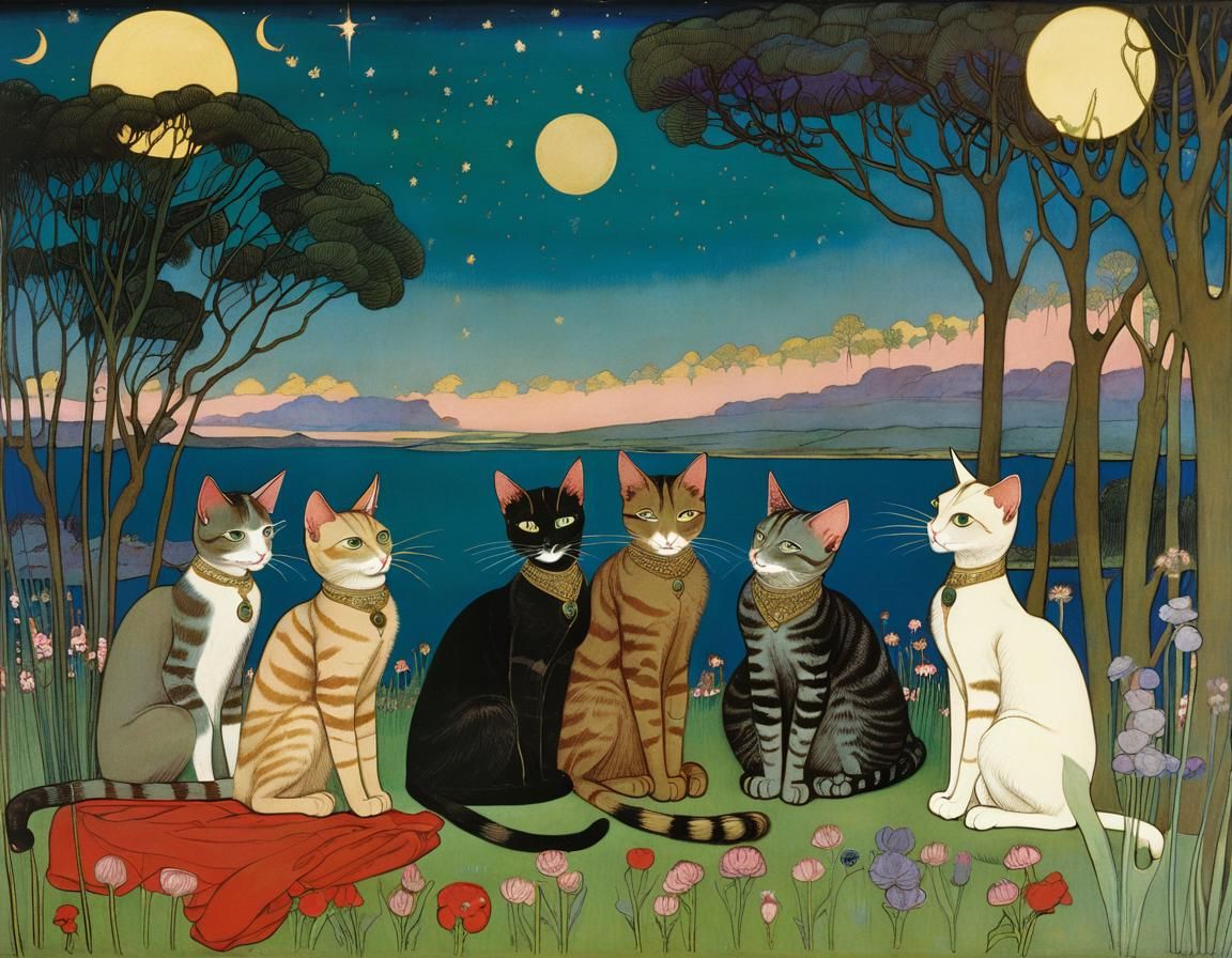Midsummer Night's Dream Cats 8 - AI Generated Artwork - NightCafe Creator