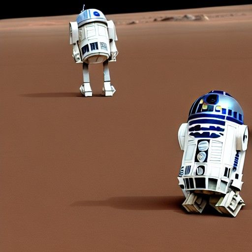 Ricky Gervais walking on the surface of Mars with R2D2 - AI Generated ...
