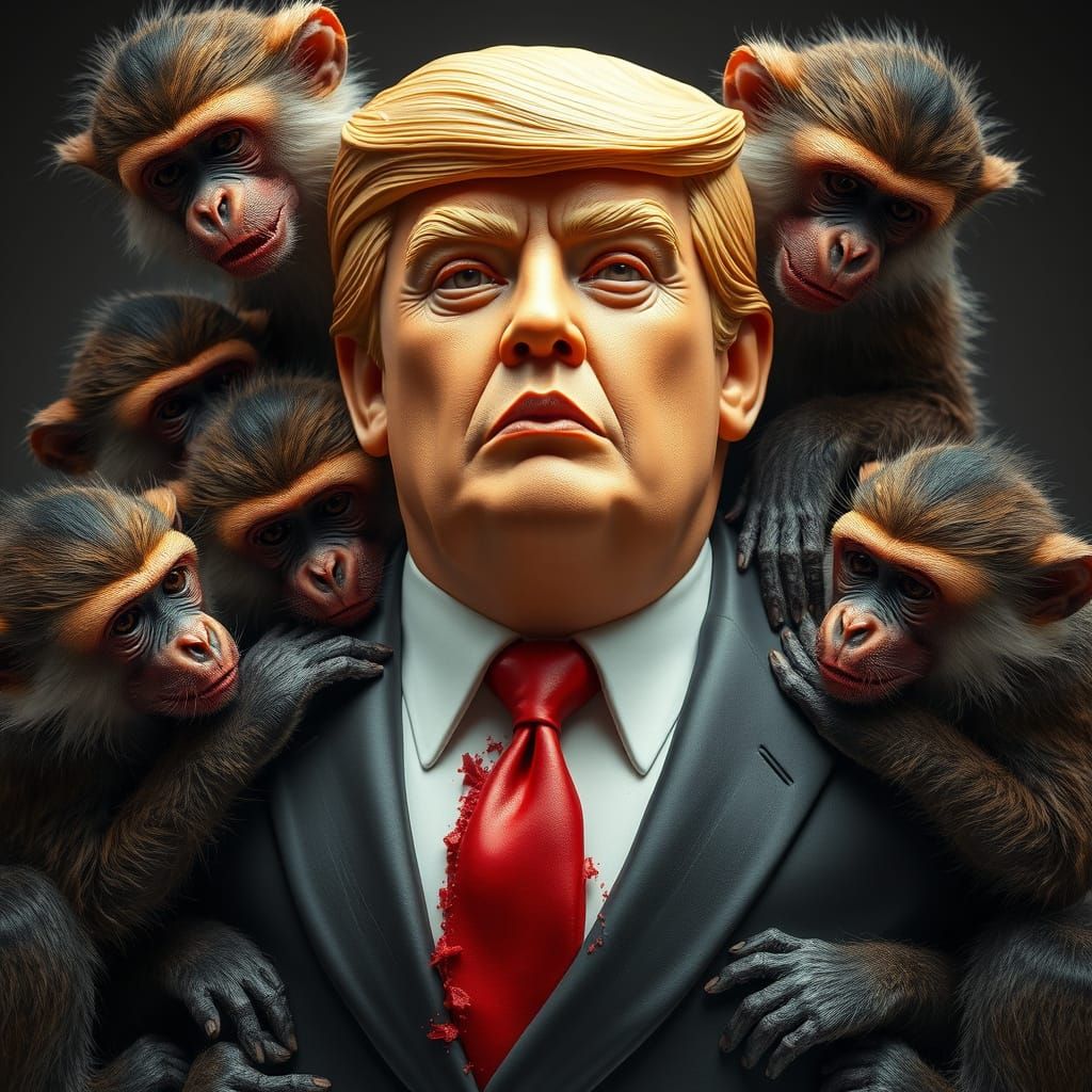 Donald Trump Cake Devoured by Monkeys: Photo-Reali... - AI Art