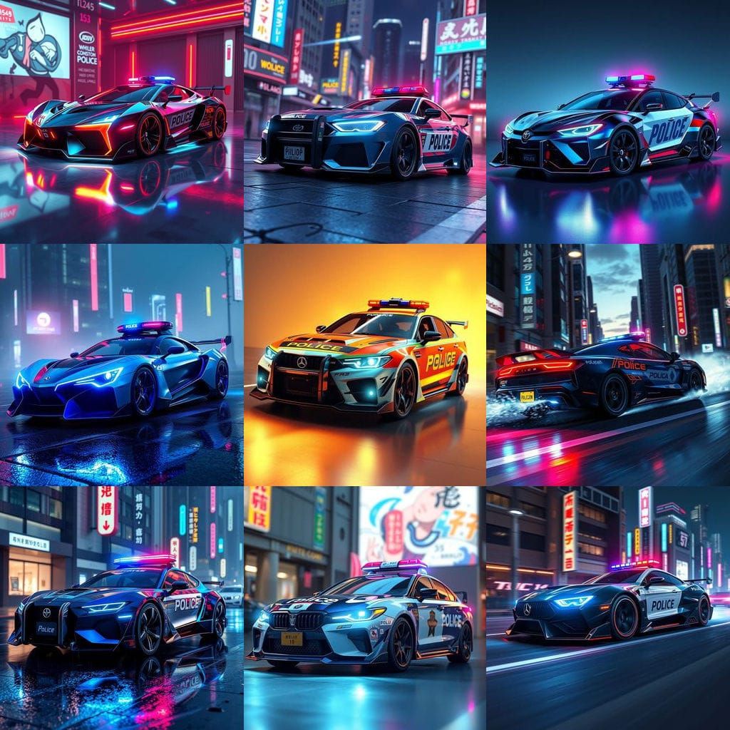 Police Car - Cyberpunk 3D Anime Police Car