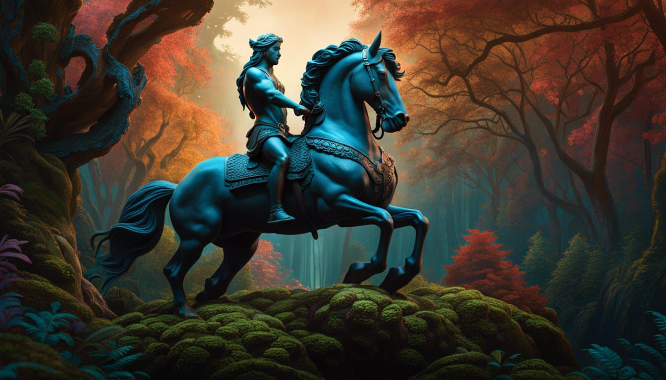 Chiron Centaur Statue in the forest, detailed matte painting, deep ...