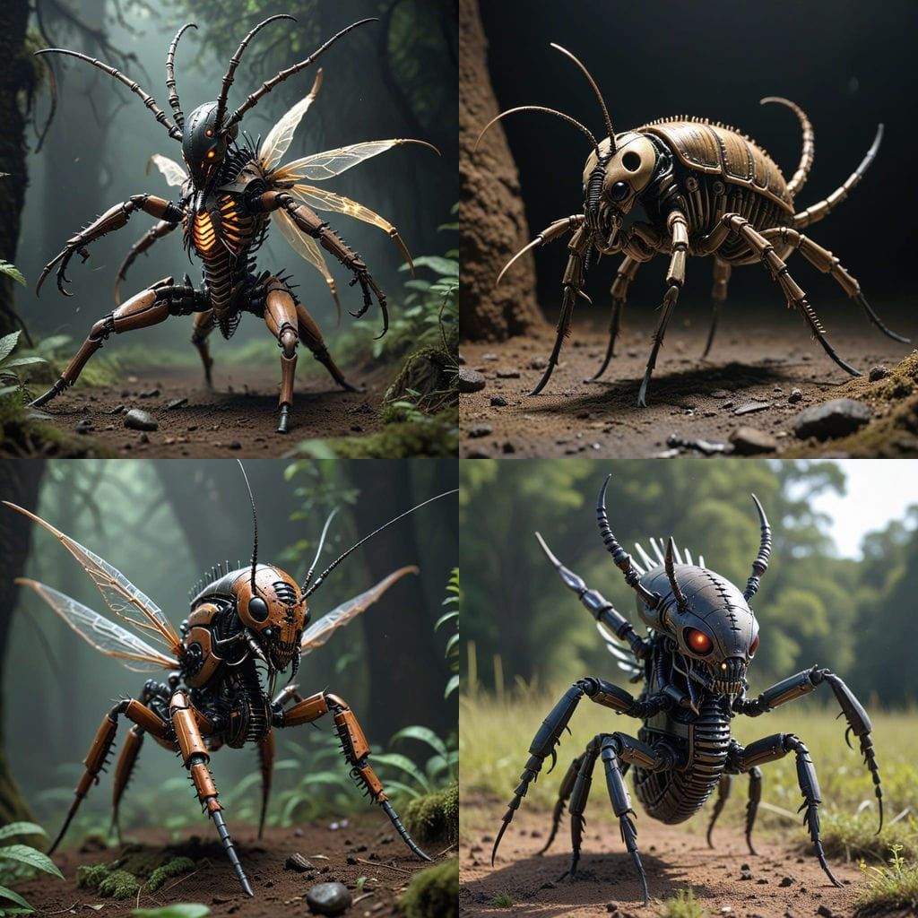 Alien Decipede Unleashes Cybernetic Swarm - AI Art