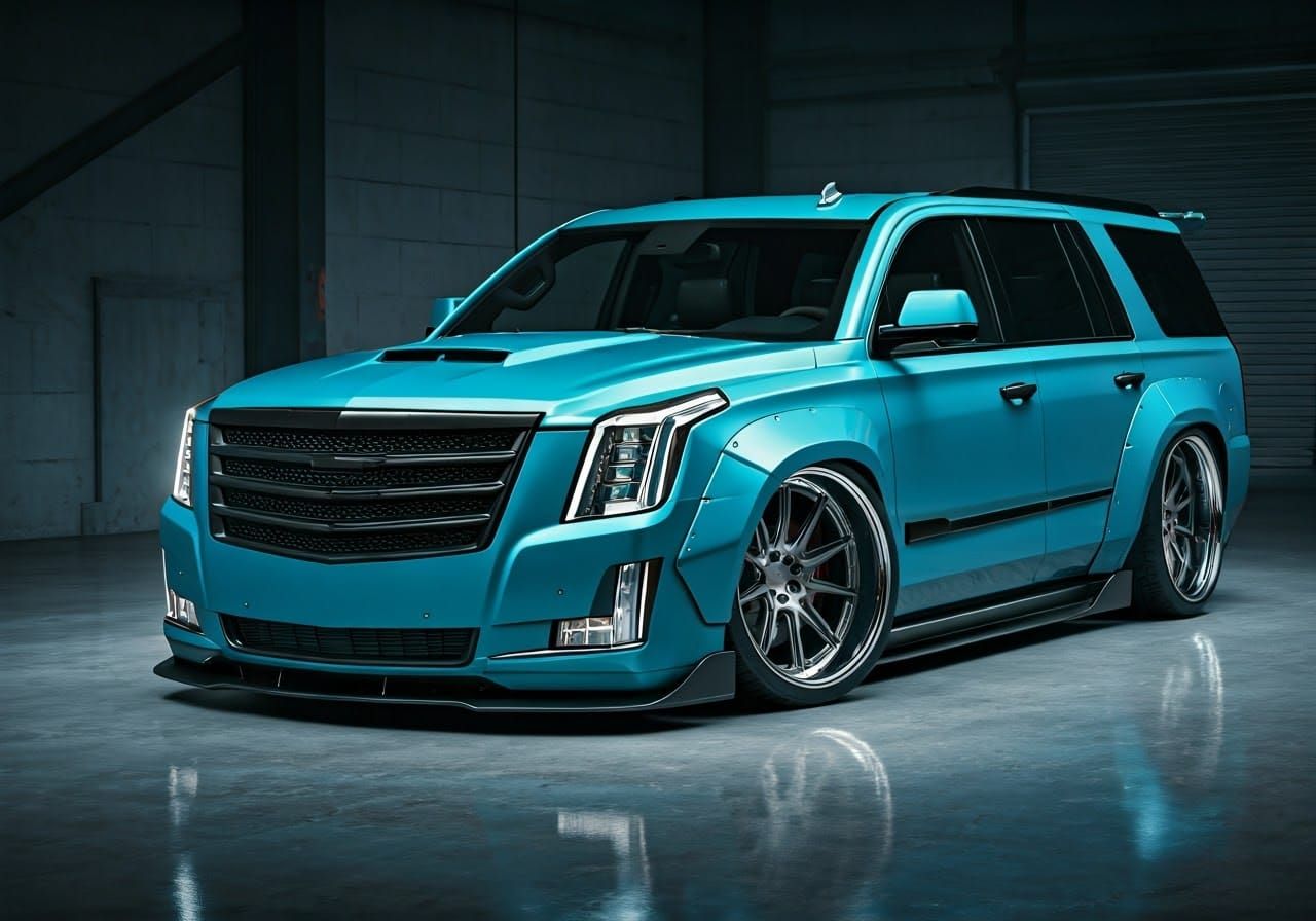 Cadillac Escalade Stance - Aggressive Turquoise Cadillac Esc...