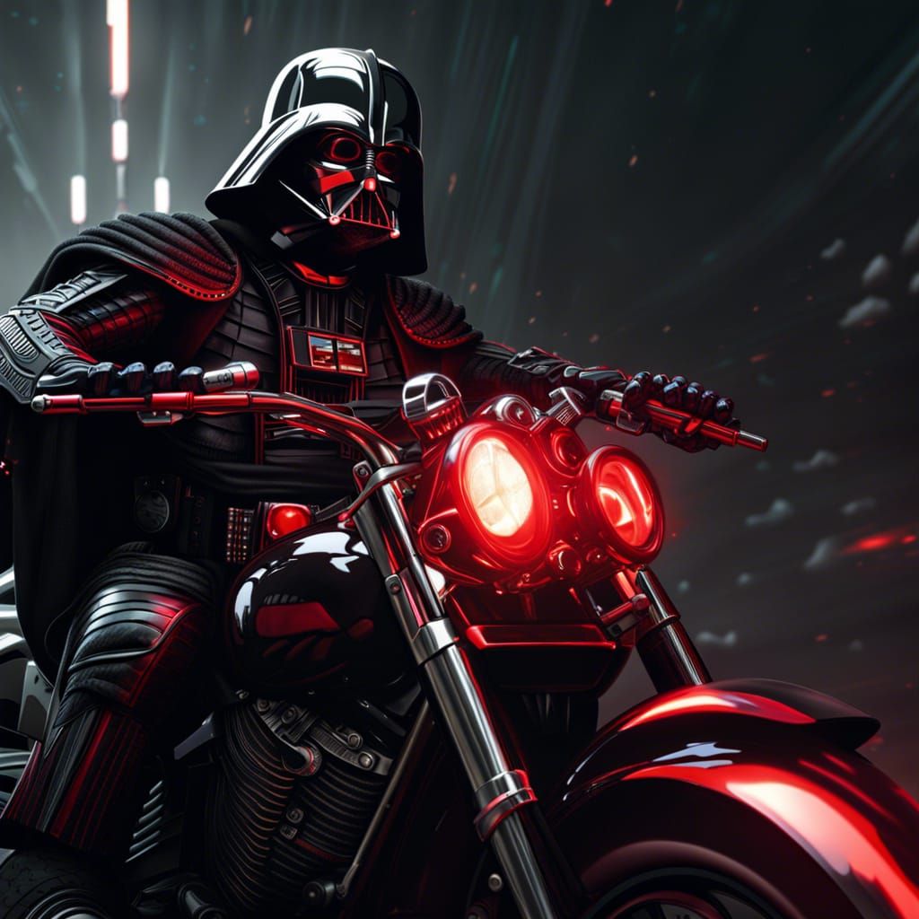 Darth Vader Riding a Motorcycle V1 - AI Generated Artwork - NightCafe ...