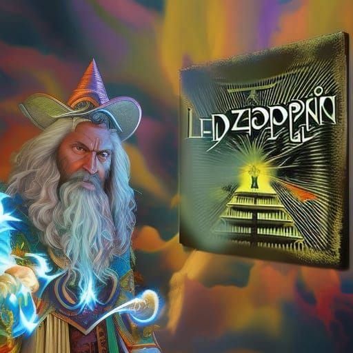 led Zeppelin 4th album wizard drawing inside album cover - AI Generated ...