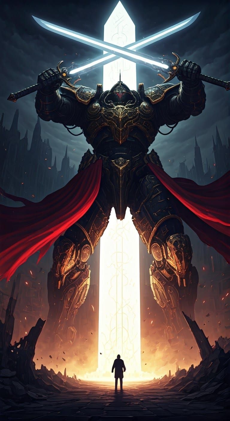 Terminus v2 - Epic Black Gold Mech Battles Futuristic Obelis...