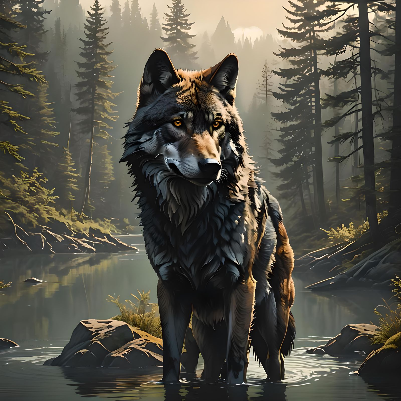 Alpha Wolf Silhouette: Strength and Mystery - AI Generated Artwork ...