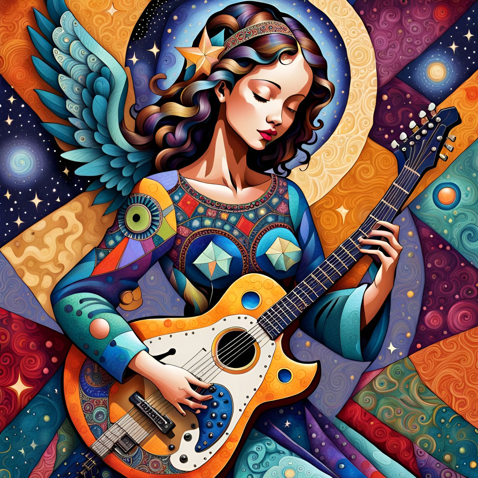 Guitar Angel - AI Generated Artwork - NightCafe Creator