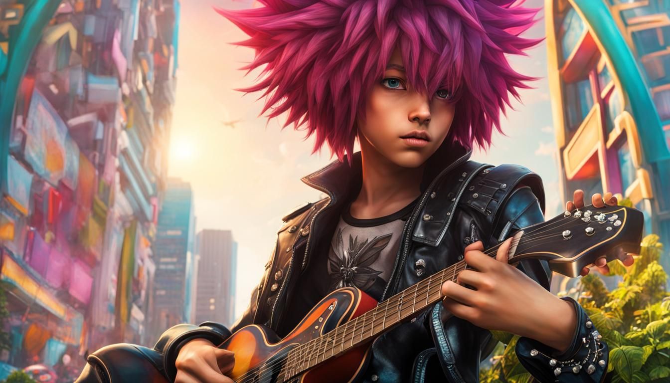 Punk guitarist boy - AI Generated Artwork - NightCafe Creator