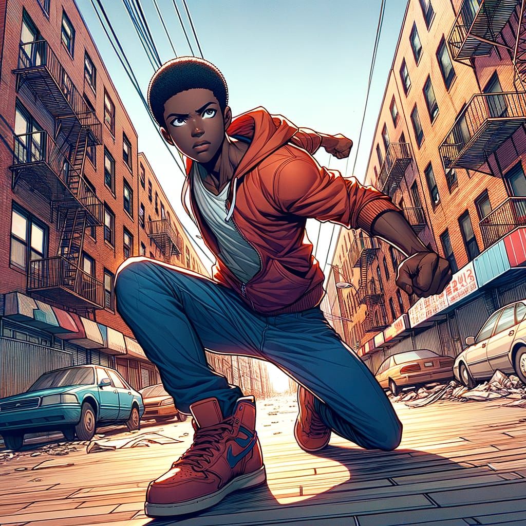 African Anime Heroes Thrive in Urban Jungle - AI Art