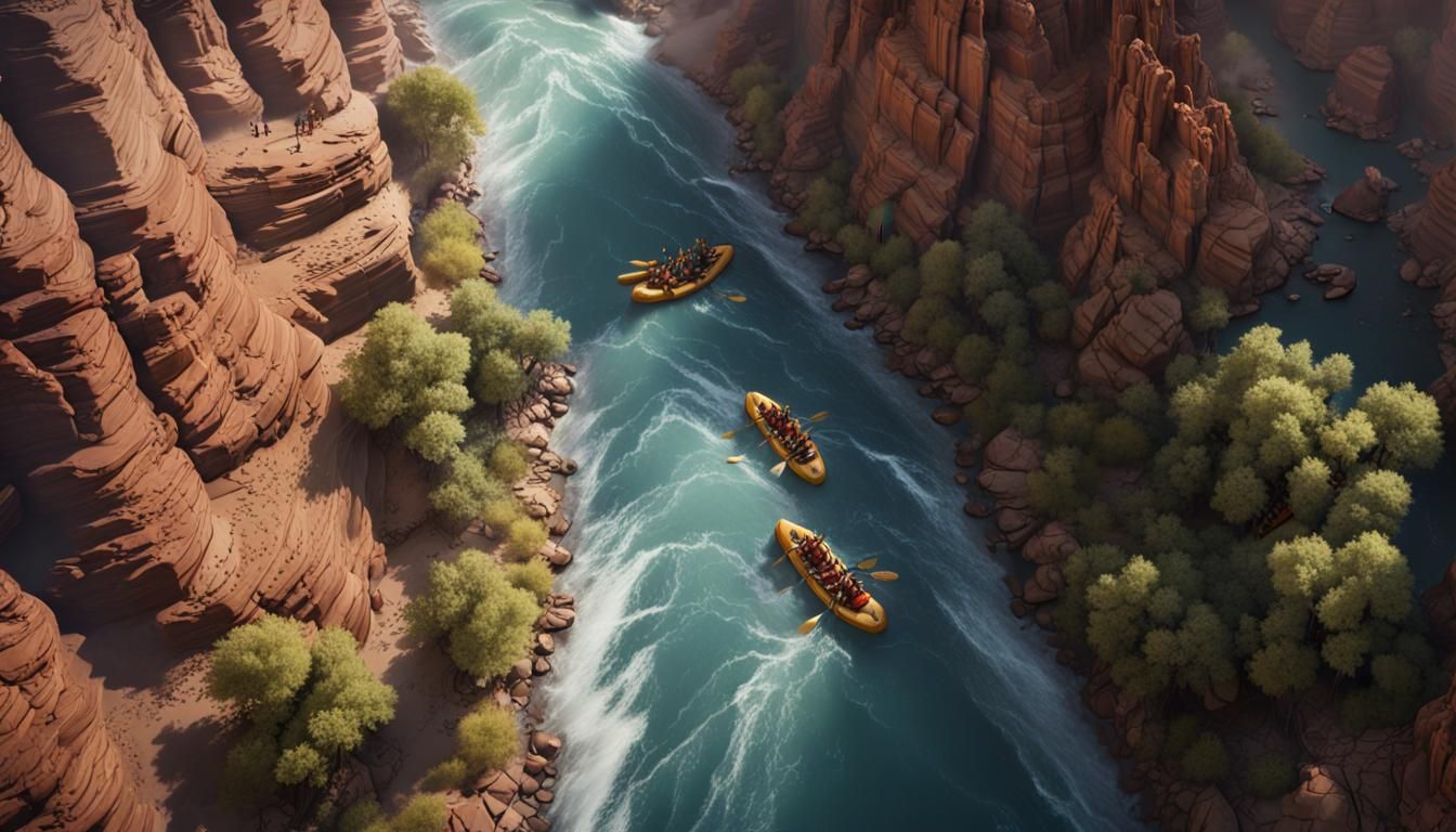 Rafting the canyon - AI Generated Artwork - NightCafe Creator