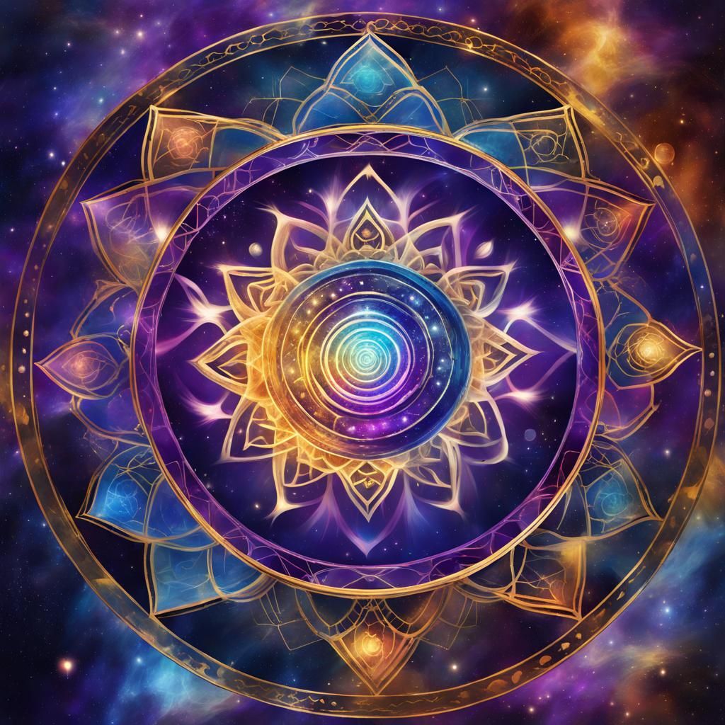 digital artwork depicting cosmic chakra energy as a swirling, ethereal ...