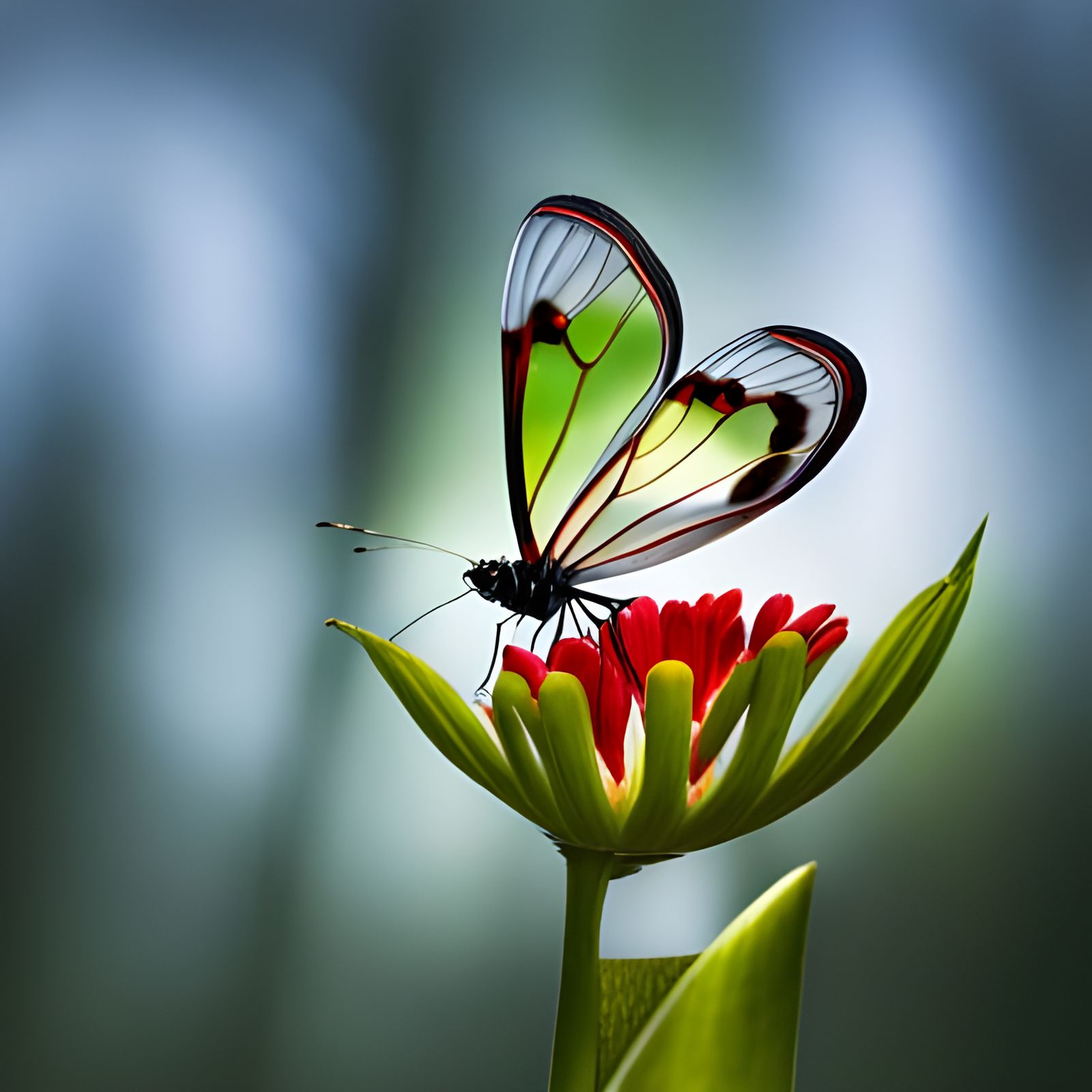 Glasswing Butterfly with transparent wings - AI Generated Artwork ...