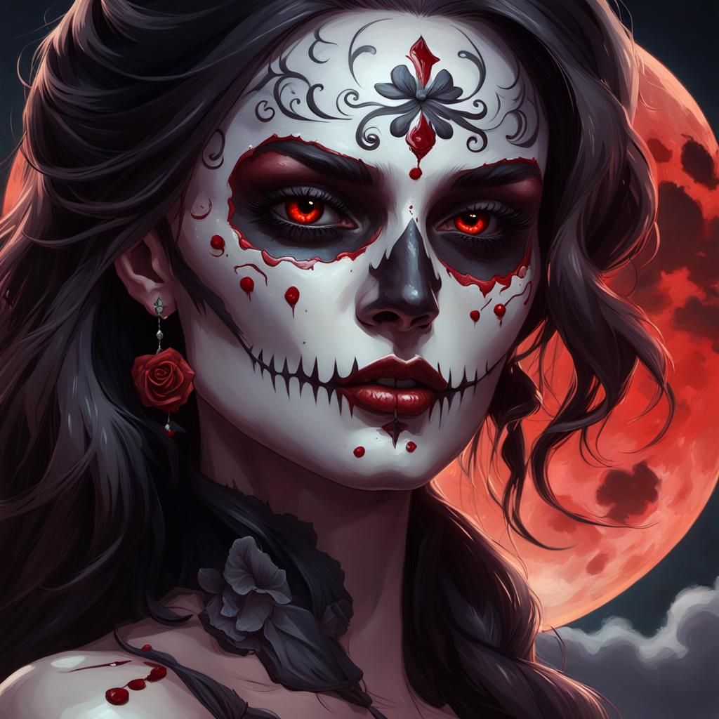 Vampire Sugar Skull Woman V.2 - AI Generated Artwork - NightCafe Creator